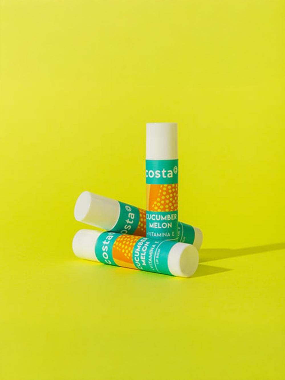Bálsamo labial Costa color turquesa, tamaño 4.5 ml, material suave